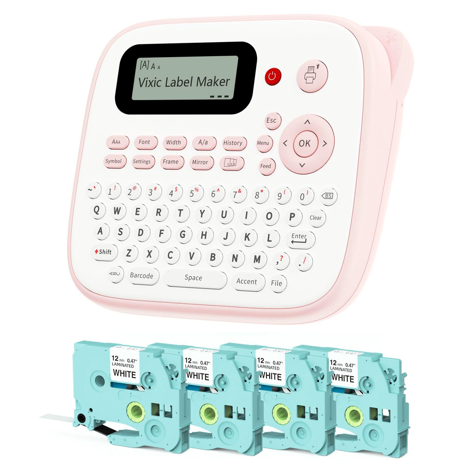 Vixic D210S Label Maker Machine with 4 Tape Pink